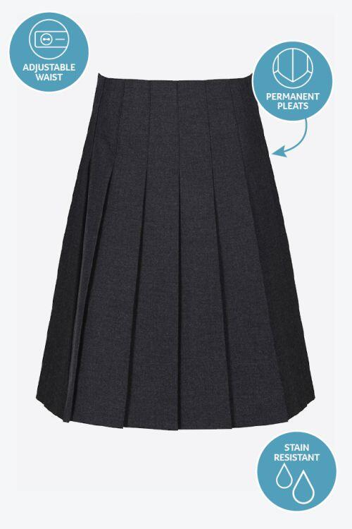 Trutex Senior Stitch Down Pleat Skirt - Harrow Grey - Total Schools Direct
